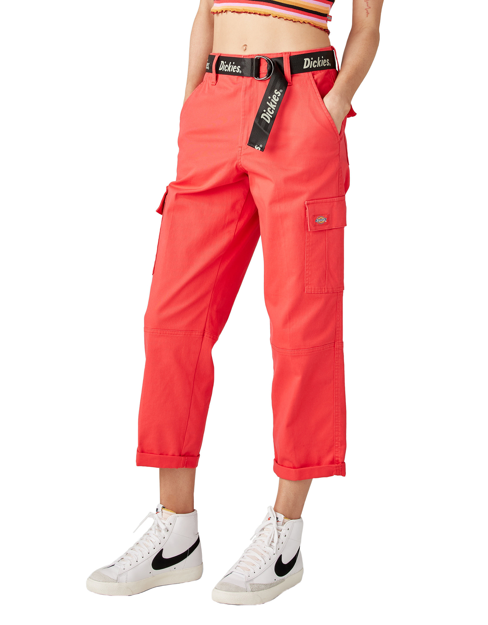 DICKIES Women's Relaxed Fit Cropped Cargo Pants Bittersweet - FPR50BW2 ...