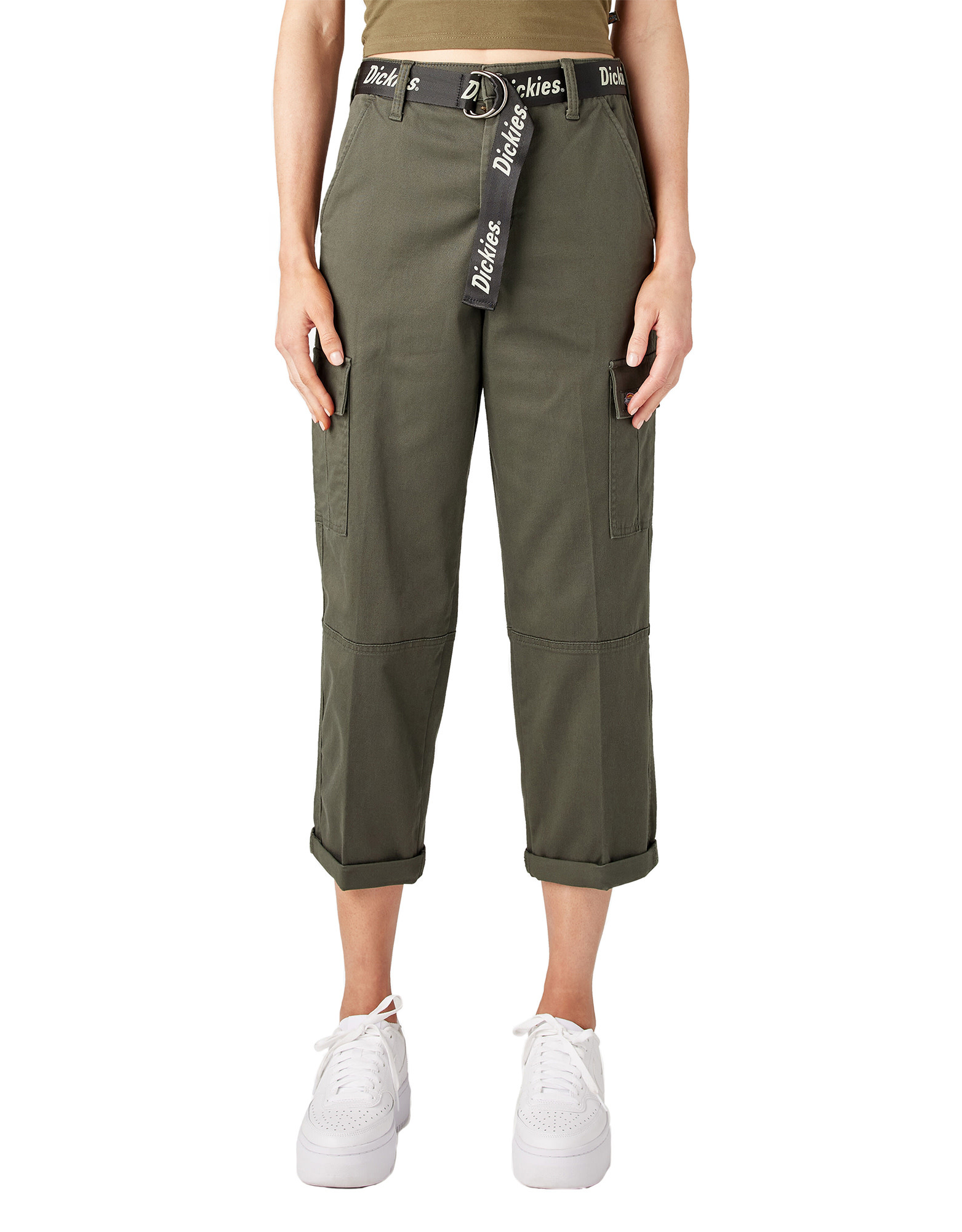 DICKIES Women's Relaxed Fit Cropped Cargo Pants Olive Green - FPR50OG ...