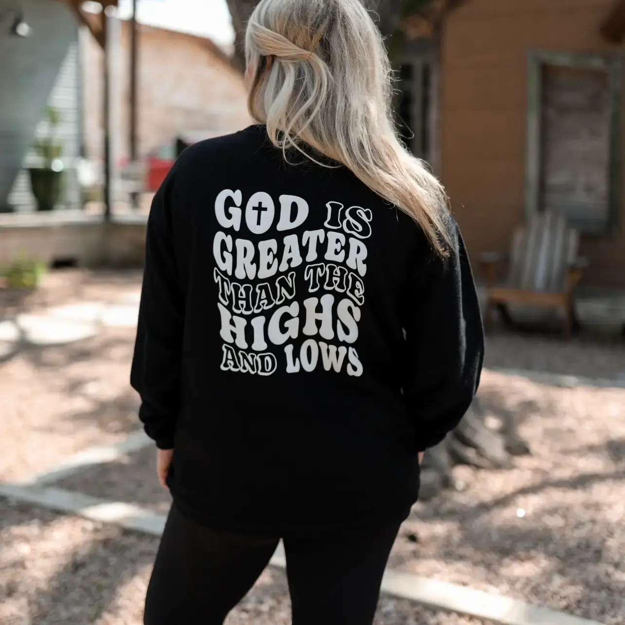 God Is Greater - Puff Ink Corded Crew (Black) - Prestonwood Bookstore