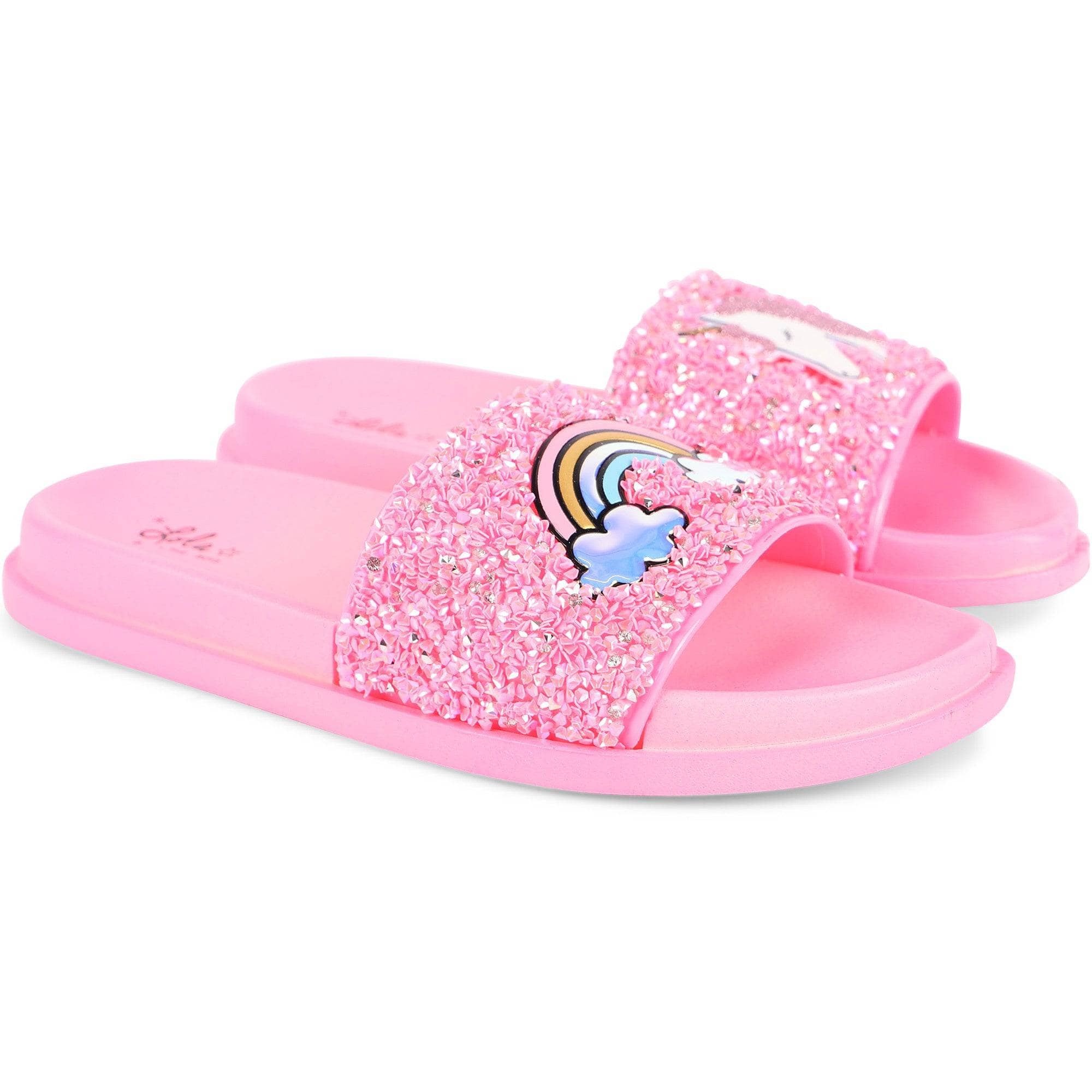 Pink Glitter Unicorn Slides - Polliwogs Children's Boutique