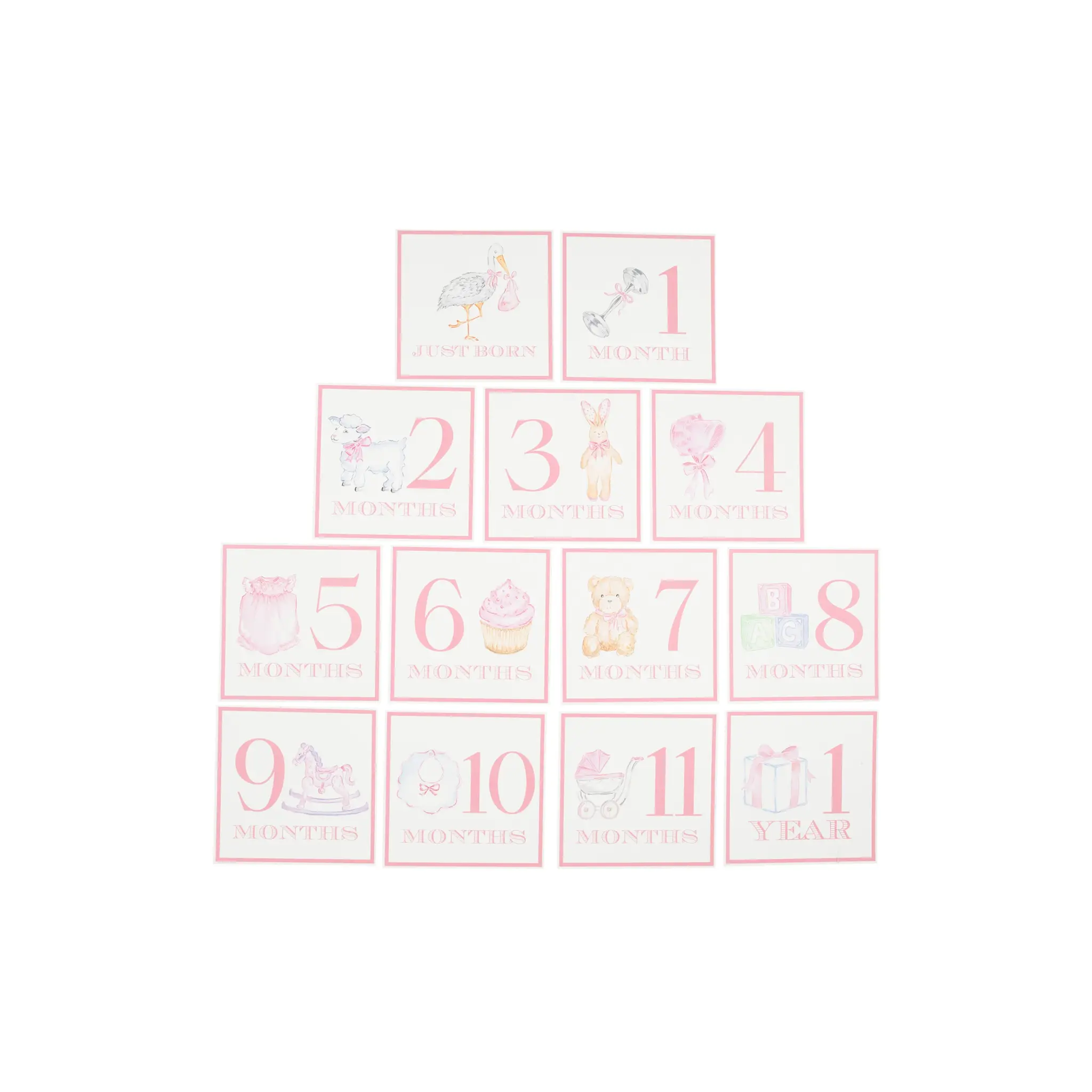 Palm Beach Pink Sir Proper's Month Markers - Polliwogs Children's Boutique