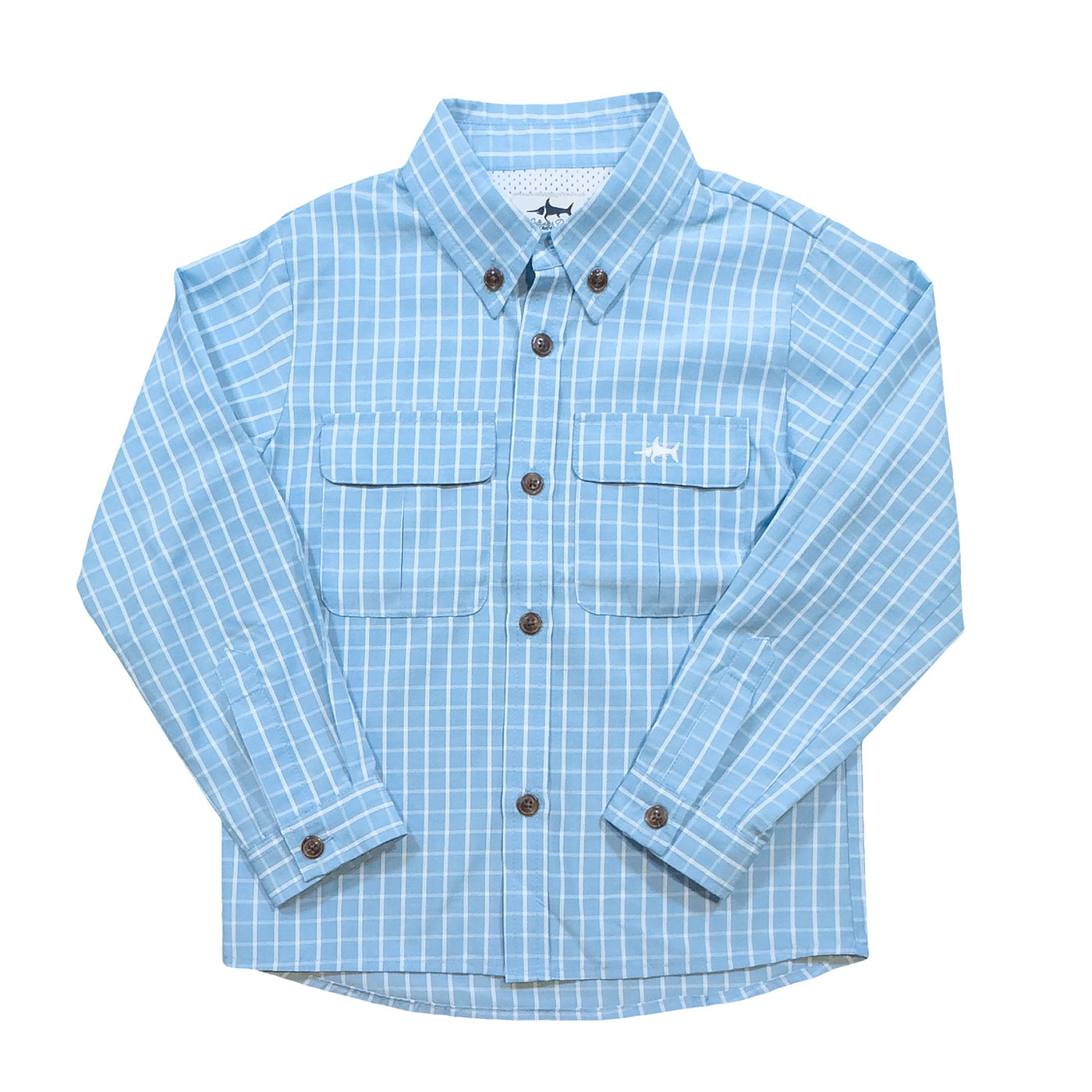 Blue/White Plaid Flagler Fishing Shirt - Polliwogs Children's Boutique