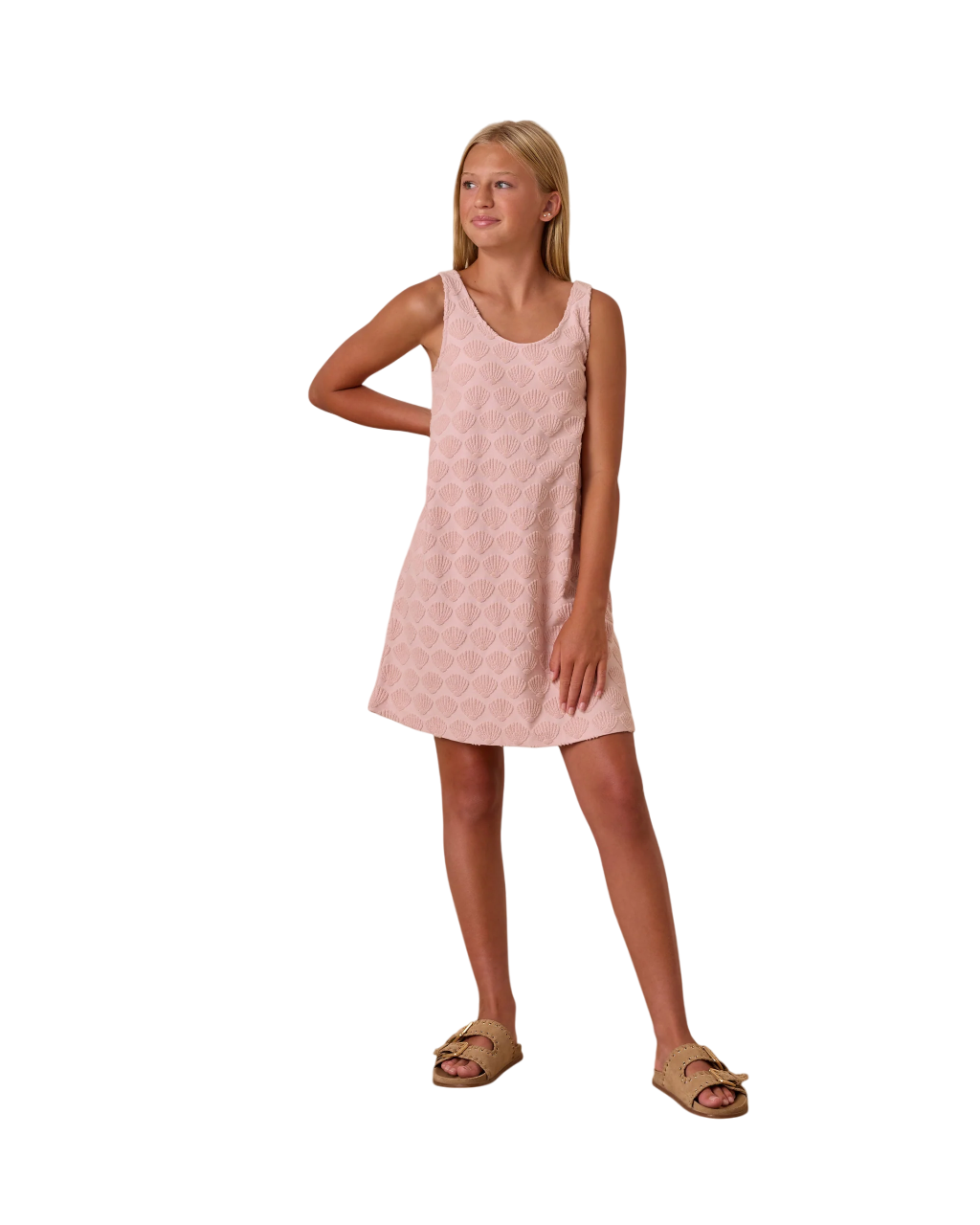 Pink Terry Tank Dress-Shells - Polliwogs Children's Boutique
