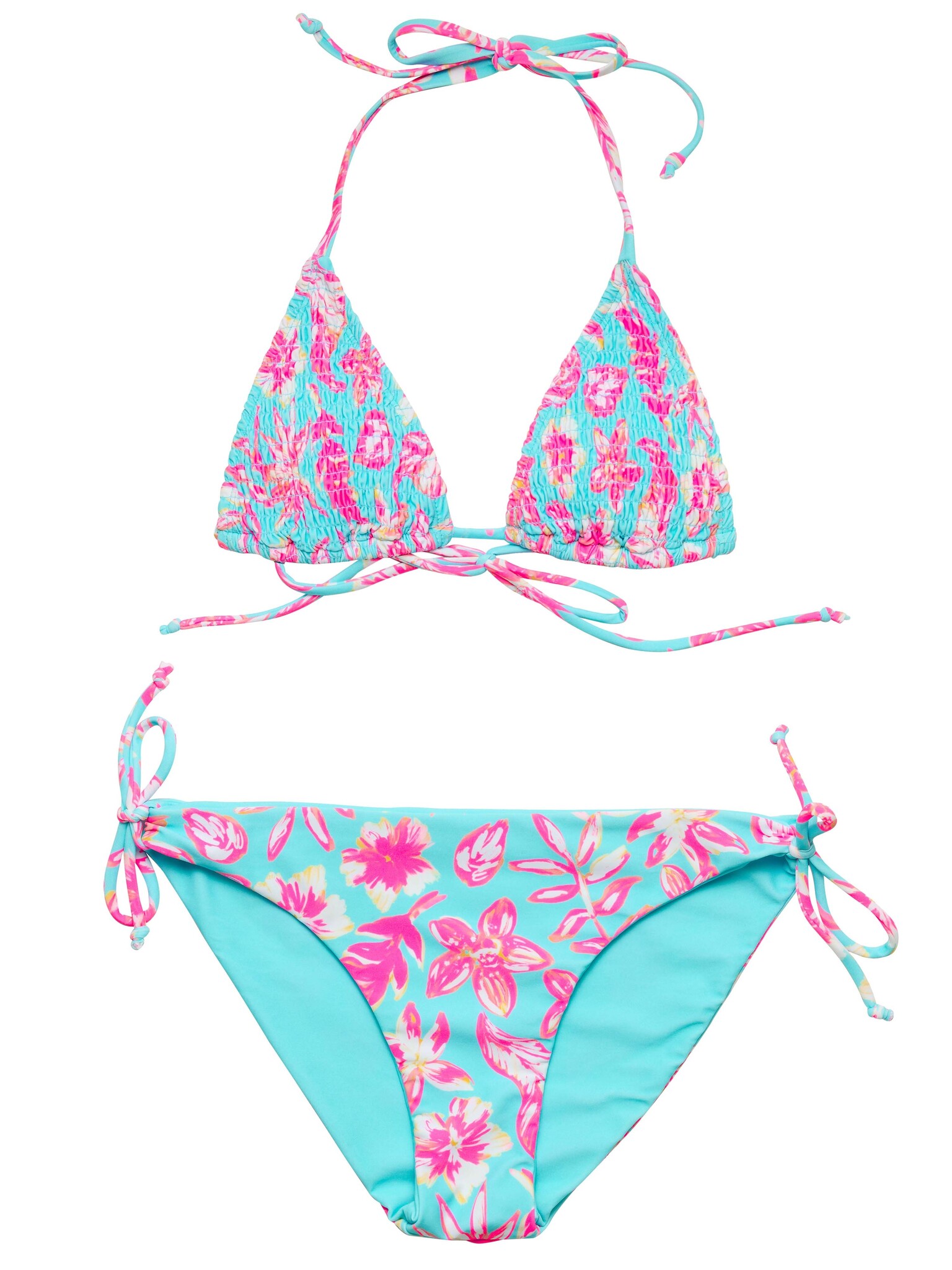 Blue Tropical Glow Recycled Triangle Bikini - Polliwogs Children's Boutique