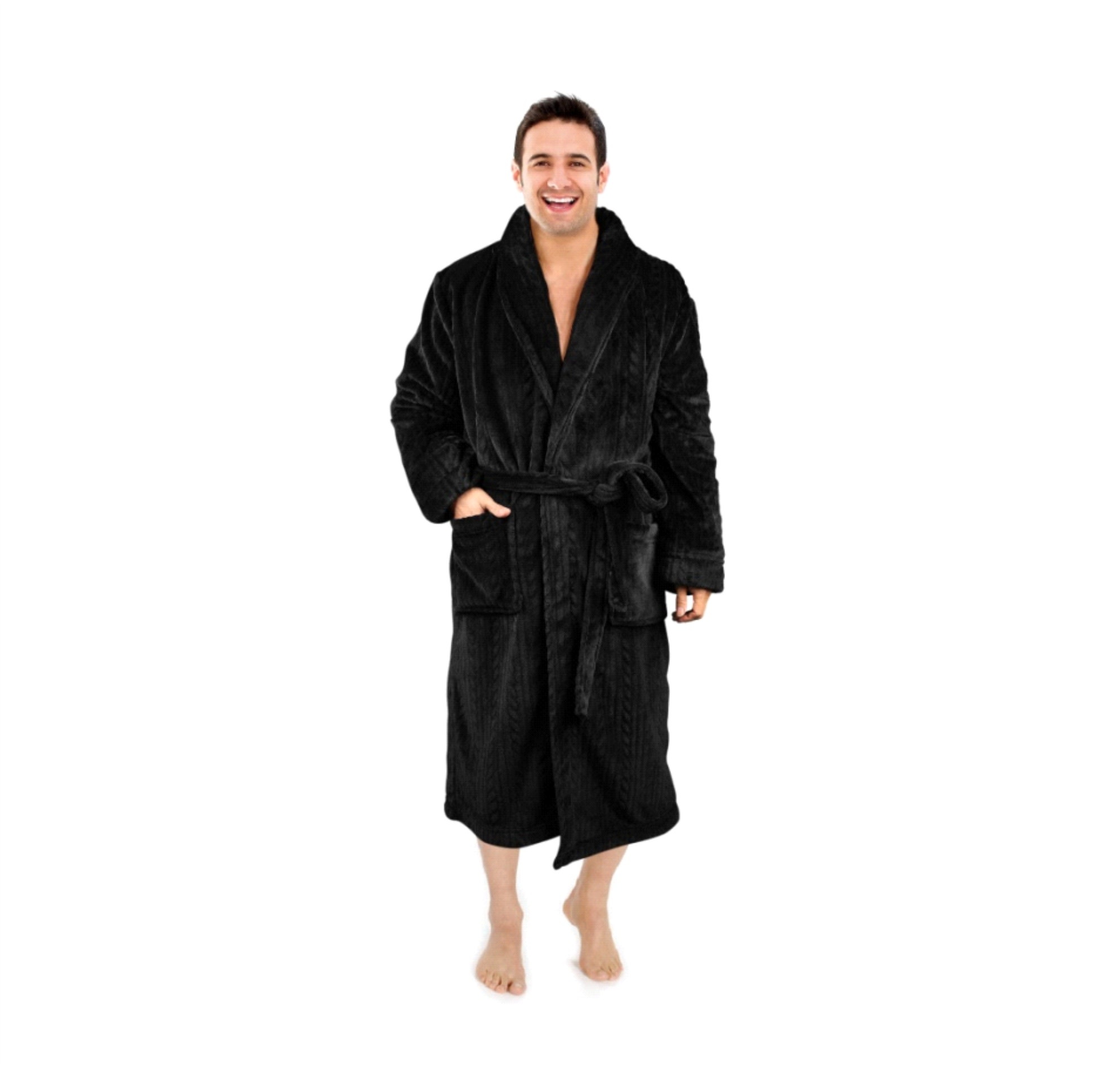 MENS SHAWL COLLAR BATHROBE w/CABLE PATTERN - Oxford Mills Home Fashion ...