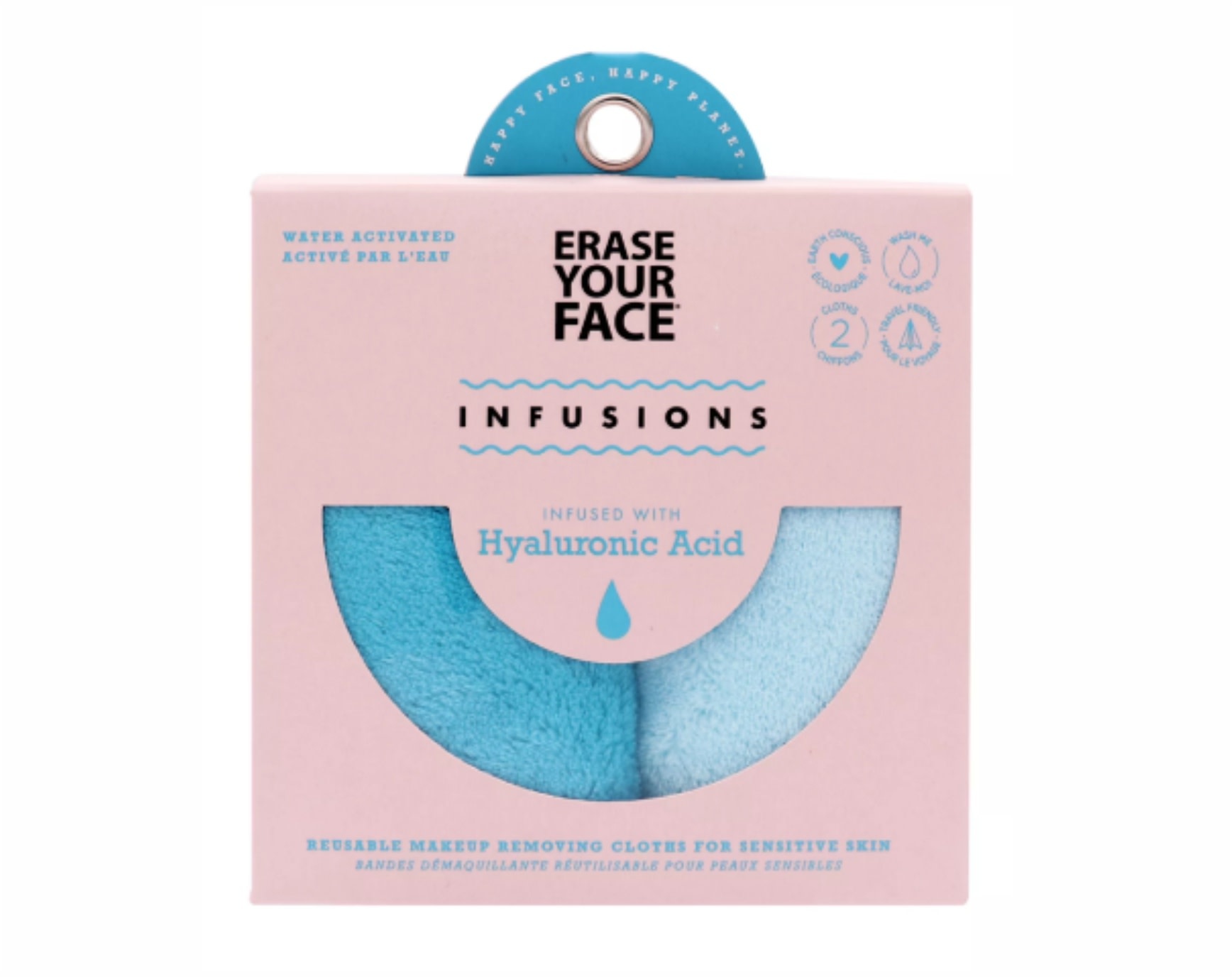 2pk HYALURONIC ACID INFUSED ERASE YOUR FACE CLEANING CLOTH BLUE ...