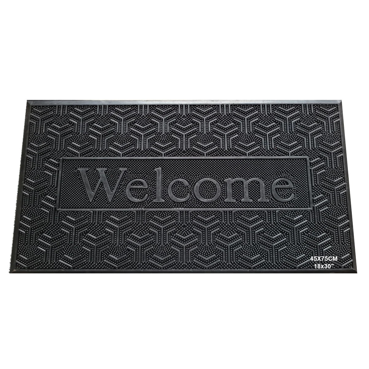RUBBER WELCOME MAT BLACK 18x30" - Oxford Mills Home Fashion Factory ...