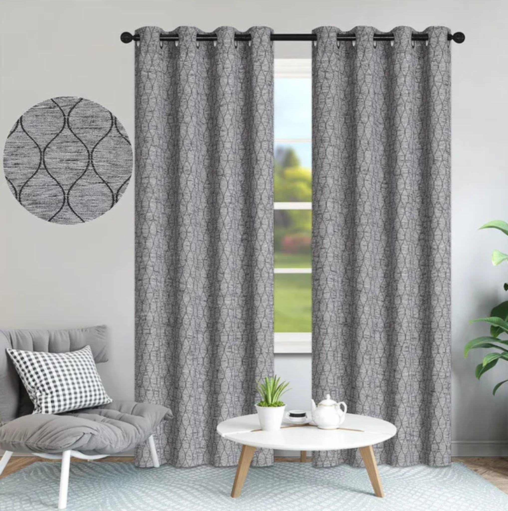 AUDREY 2Pk JACQUARD TEXTURED WINDOW PANELS AST 52X84" - Oxford Mills ...