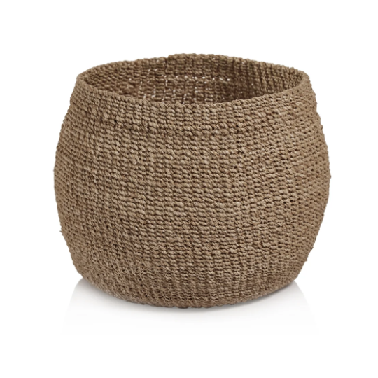 8" Hand Loomed Natural Abaca Planter / Basket - Outside the Box Palm Beach