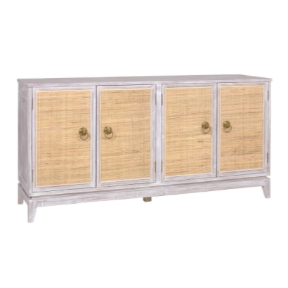 72x19x36 Calista Acacia & Cane White Wash Sideboard - Outside the Box ...