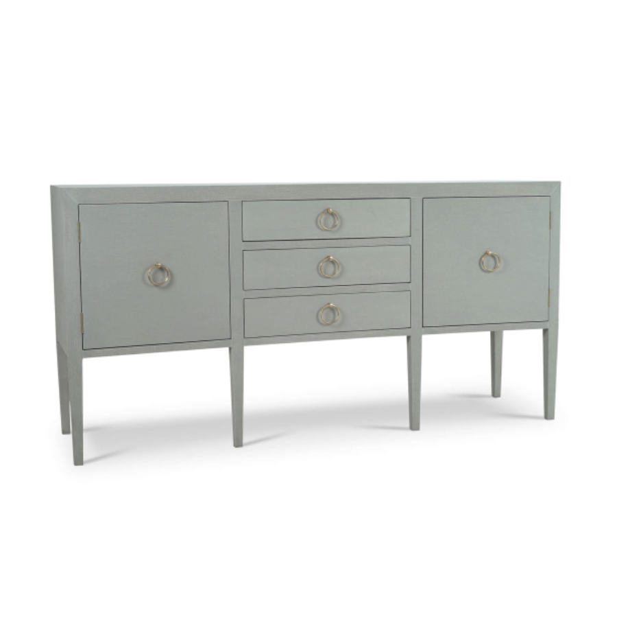 80x21x40 Westminster Concave Pale Blue Linen Wrapped Sideboard ...