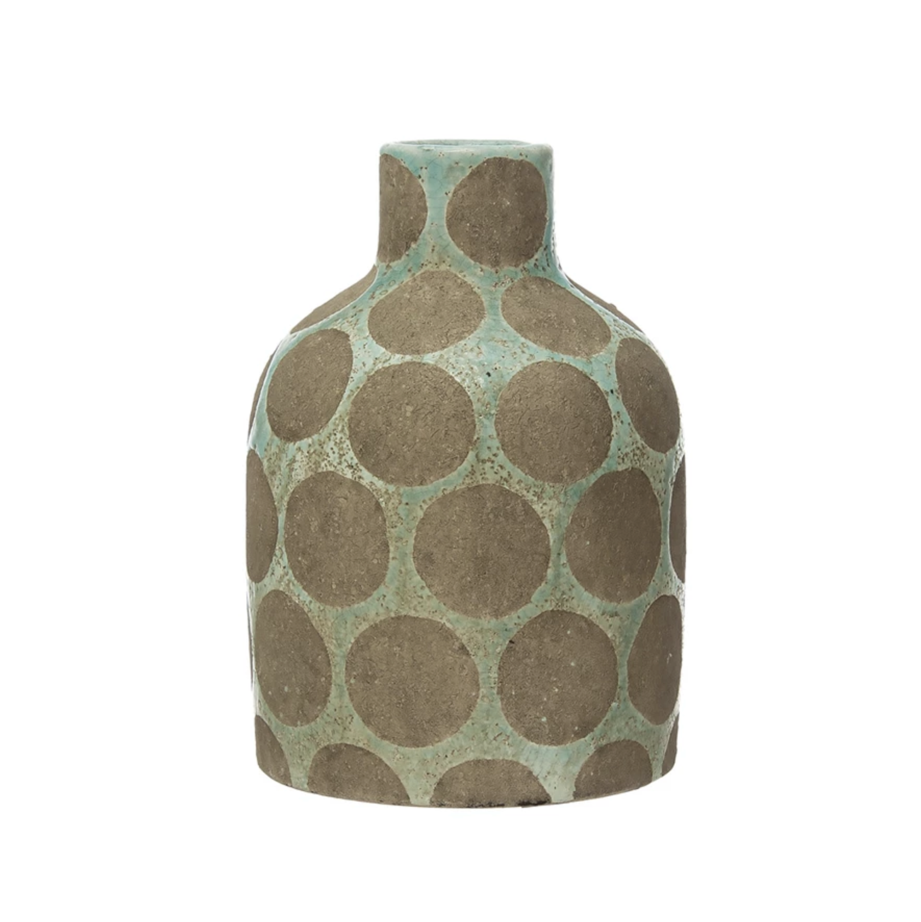 9" Aqua & Cement Terracotta Dot Vase - Outside the Box Palm Beach