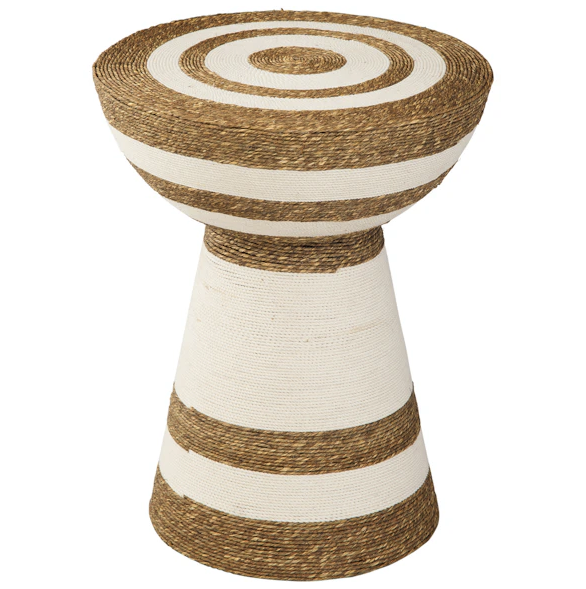 16x20 Jayce Natural & White Jute Rope Accent Table - Outside the Box ...