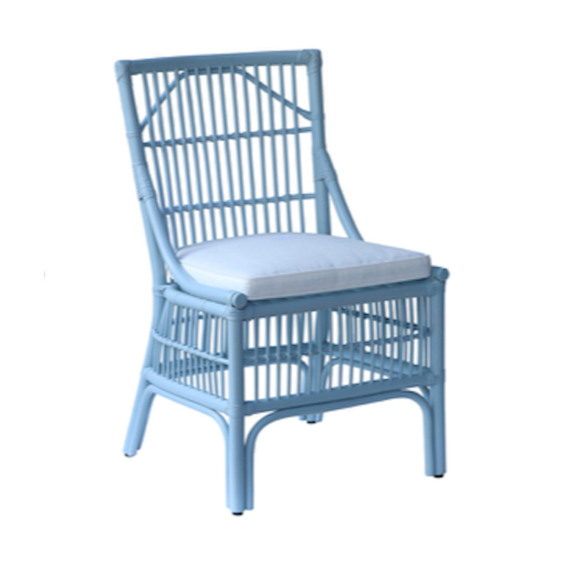 Winston Sky Blue Rattan Side Dining Chair - Outside the Box Palm Beach