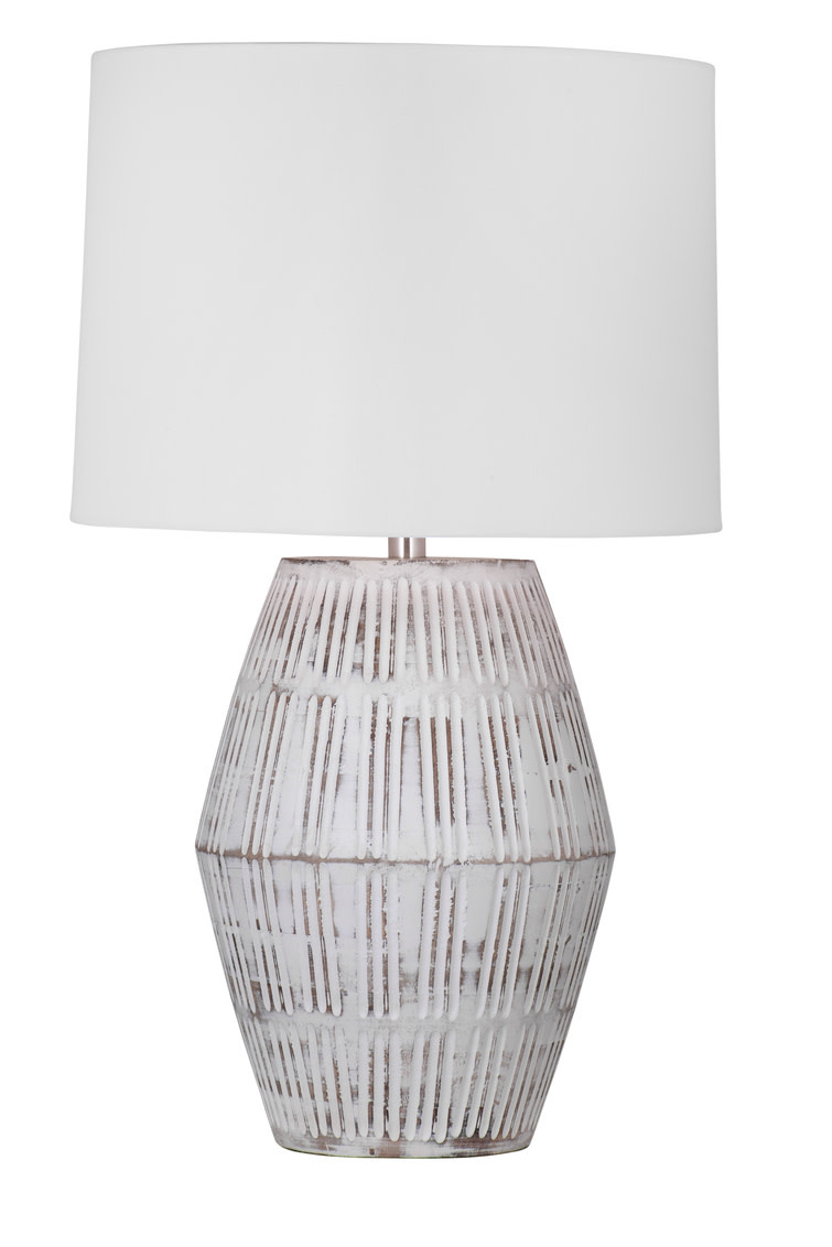 24" Gwenth White Washed Mango Wood Table Lamp - Outside the Box Palm Beach