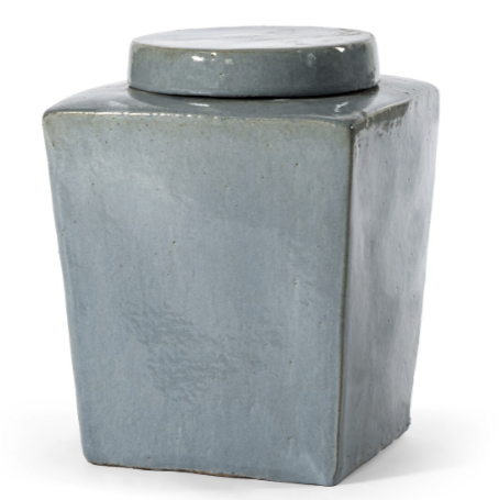 13" Leif Light Gray Stoneware Tea Container With Lid - Outside the Box ...