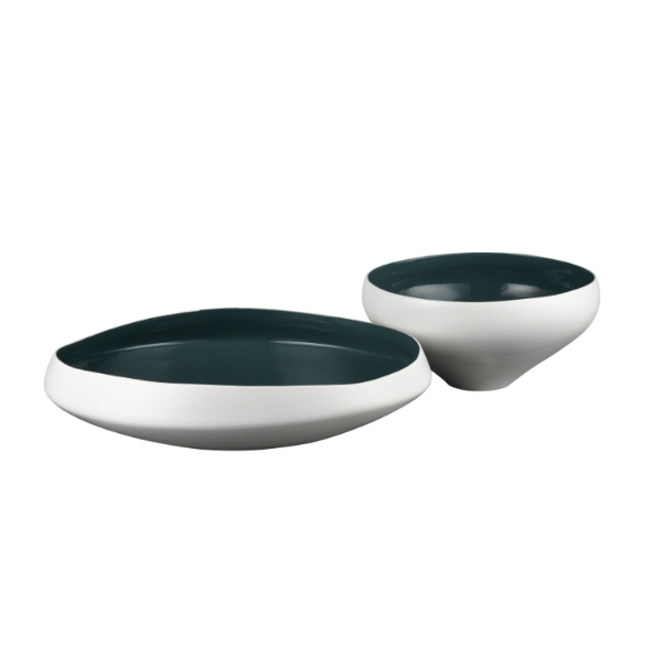 18" Greer White With Turquoise Glazed Earthenware Bowl - Outside the ...