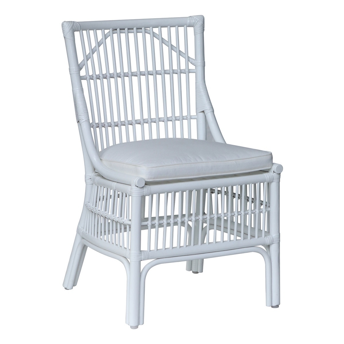 Winston II Rattan Armless Dining Chair In White - Outside the Box Palm ...