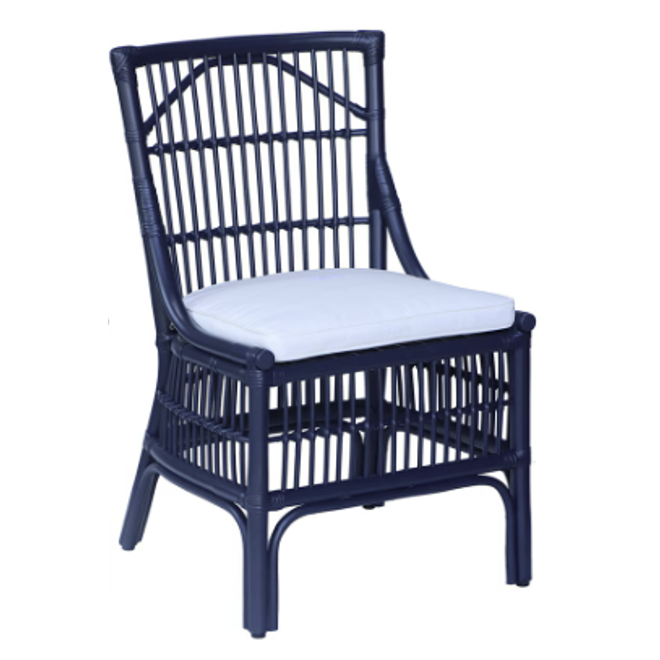 Winston II Rattan Armless Dining Chair In Navy Blue - Outside the Box ...