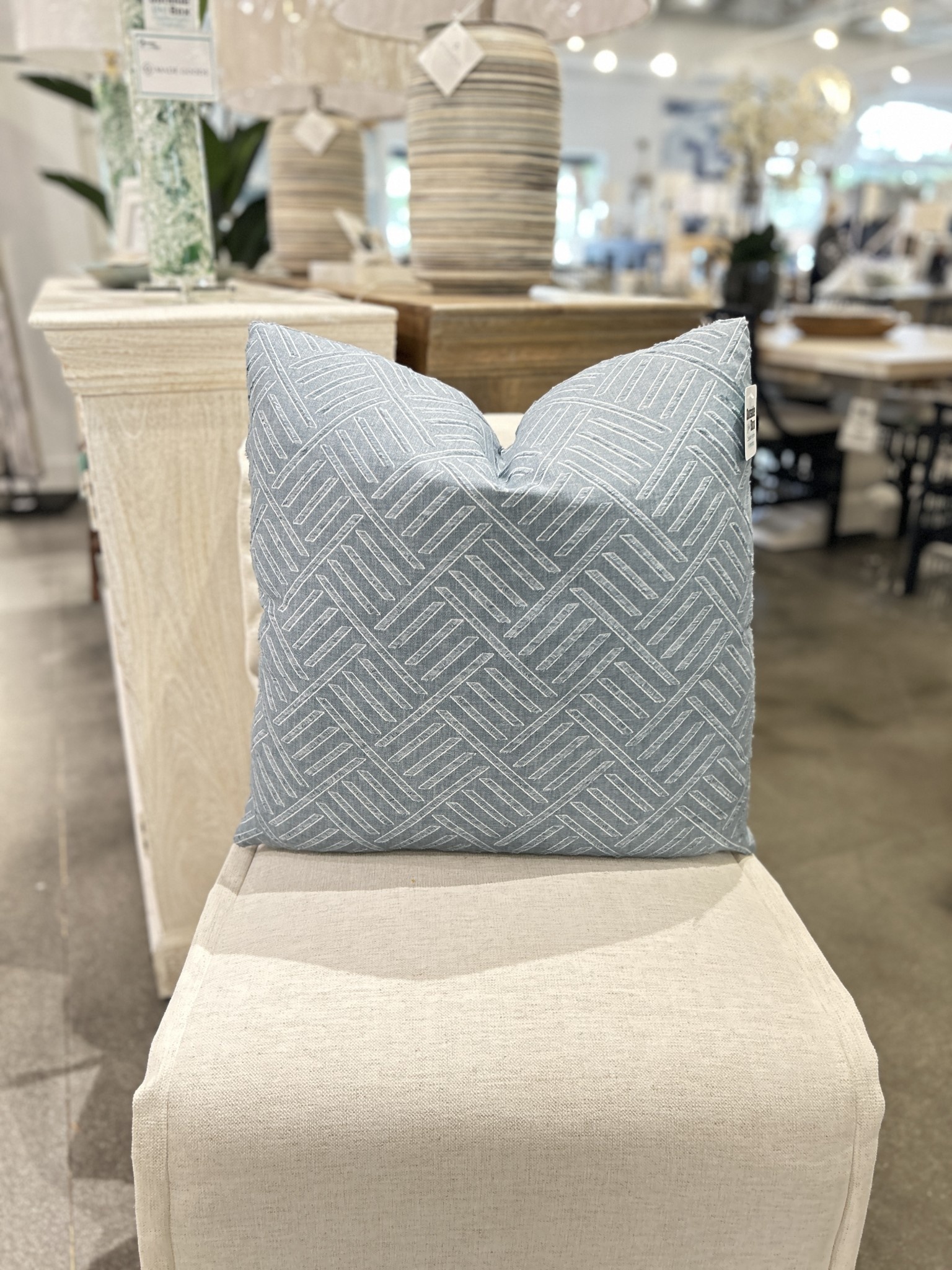 24x24 Grecco Roman Chambray Hand-Crafted Down Filled Pillow - Outside ...