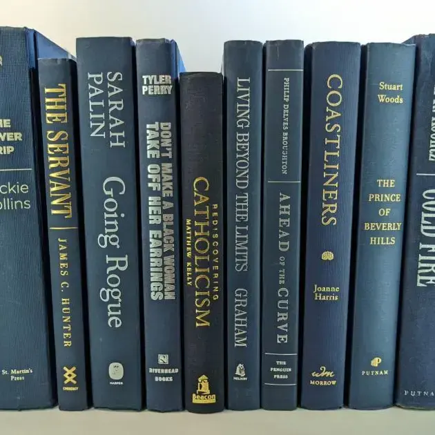Navy Blue W / Gold Letters Hardcover Book Decor - SOLD INDIVIDUALLY ...