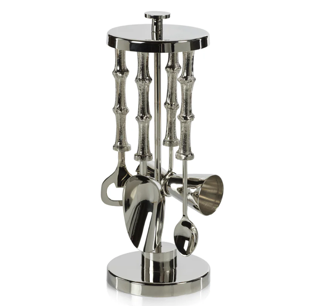 11" Bamboo Steel & Brass Bat Tool 5 Piece Set - Outside the Box Palm Beach