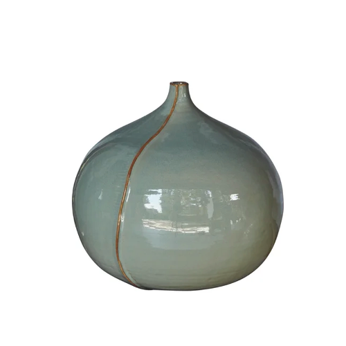 10" Milo Blue Bulbous Vase - Outside the Box Palm Beach