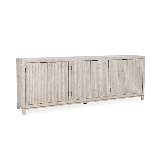 98x18x36 Coleen White Washed Solid Reclaimed Pine 6 Door Sideboard ...