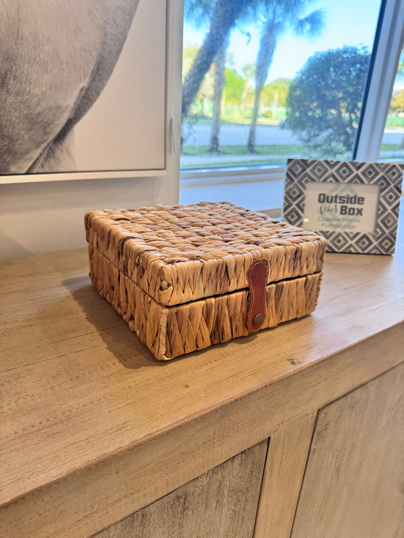 9" Island Palm Water Hyacinth Decorative Boxes - Outside the Box Palm Beach