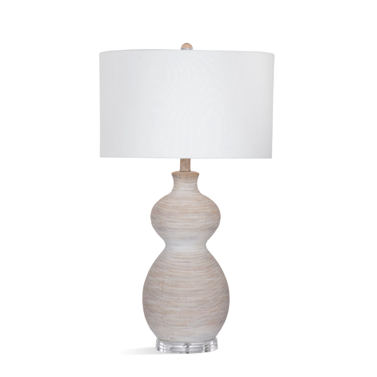 10" Sandy White & Beige Ceramic Table Lamp - Outside the Box Palm Beach