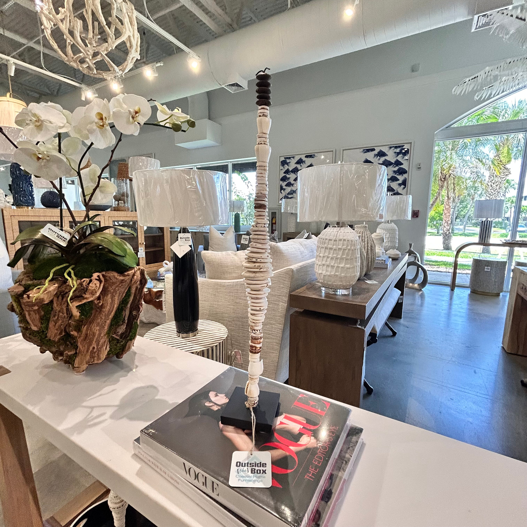 24" Conus Shell Handcrafted Coin On Stand - Outside the Box Palm Beach