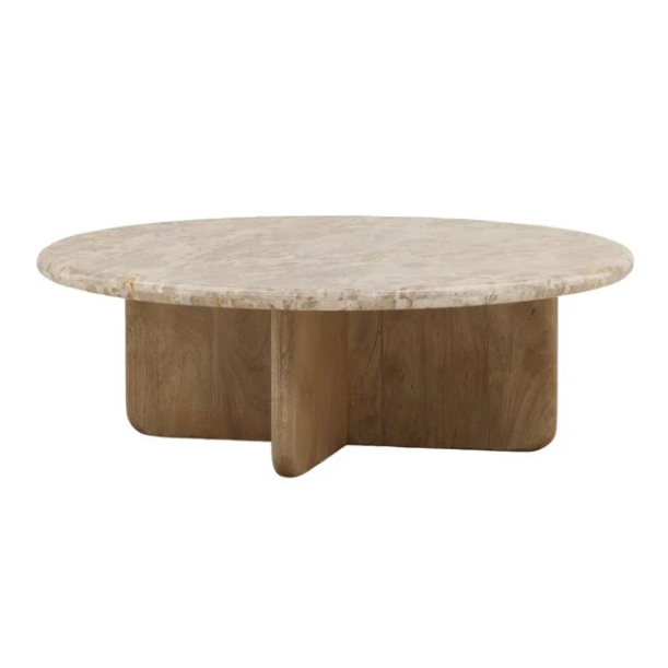 48" Layna Tendu Marble & Solid Mango Wood Coffee Table - Outside the ...