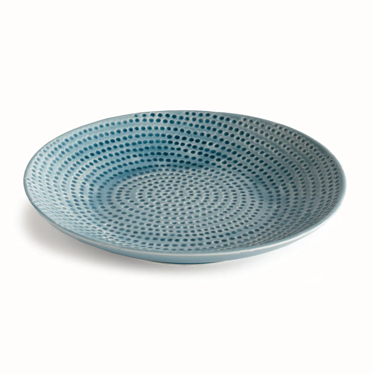 16" Miro Aqua Blue Organic Dot Texture Decorative Plate - Outside the ...