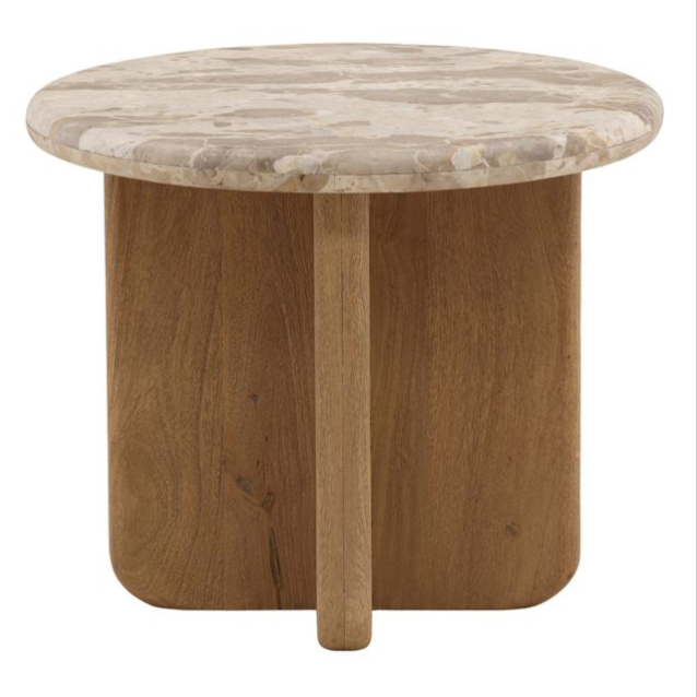 24x20 Layna Tendu Marble & Solid Mango Wood Side Table - Outside the ...