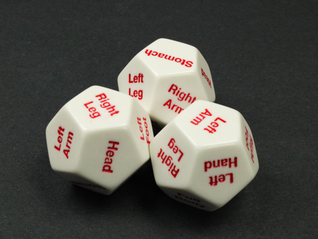 Unveil Hit Location Fun with Red Painted d12 Die - The Guild House