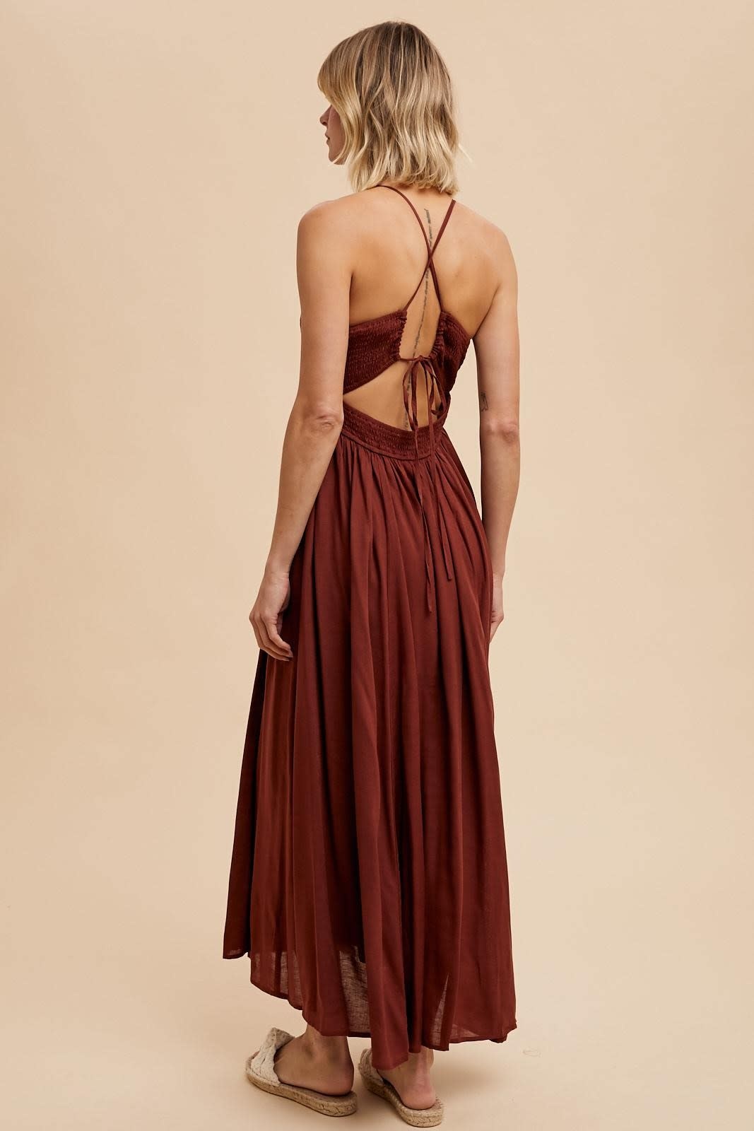 Lennie Linen Halter Maxi | Coconut - Thelma & Thistle