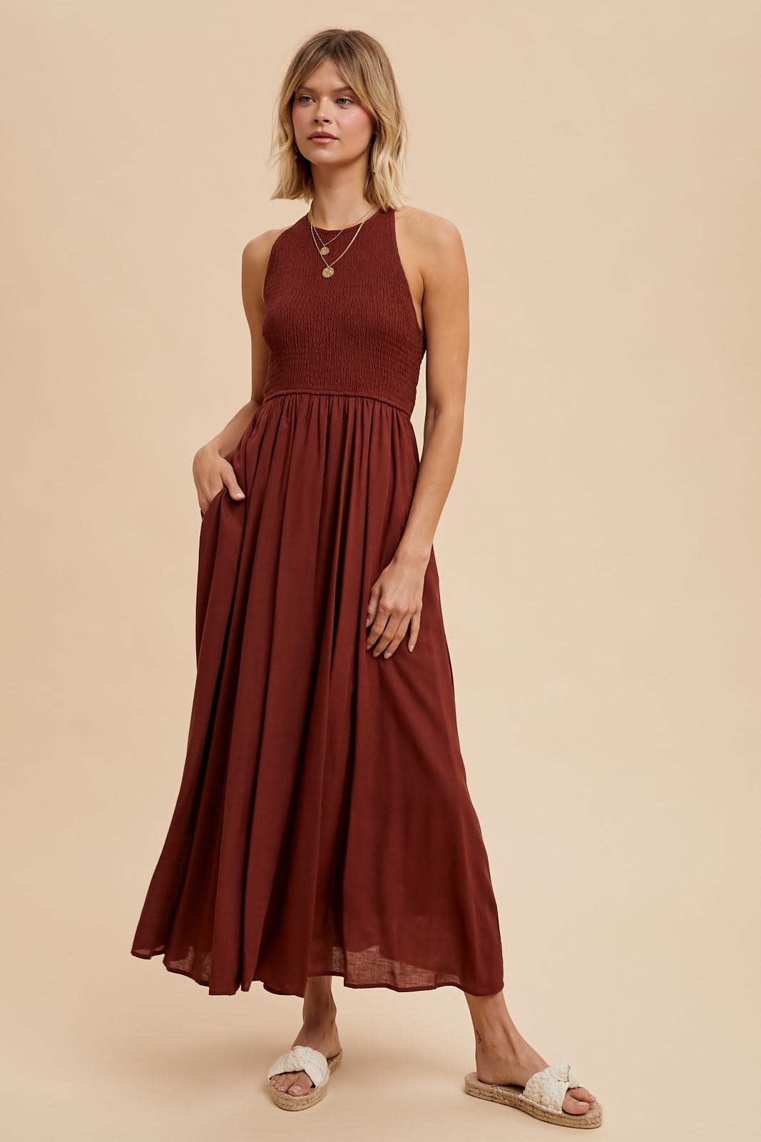 Lennie Linen Halter Maxi | Coconut - Thelma & Thistle