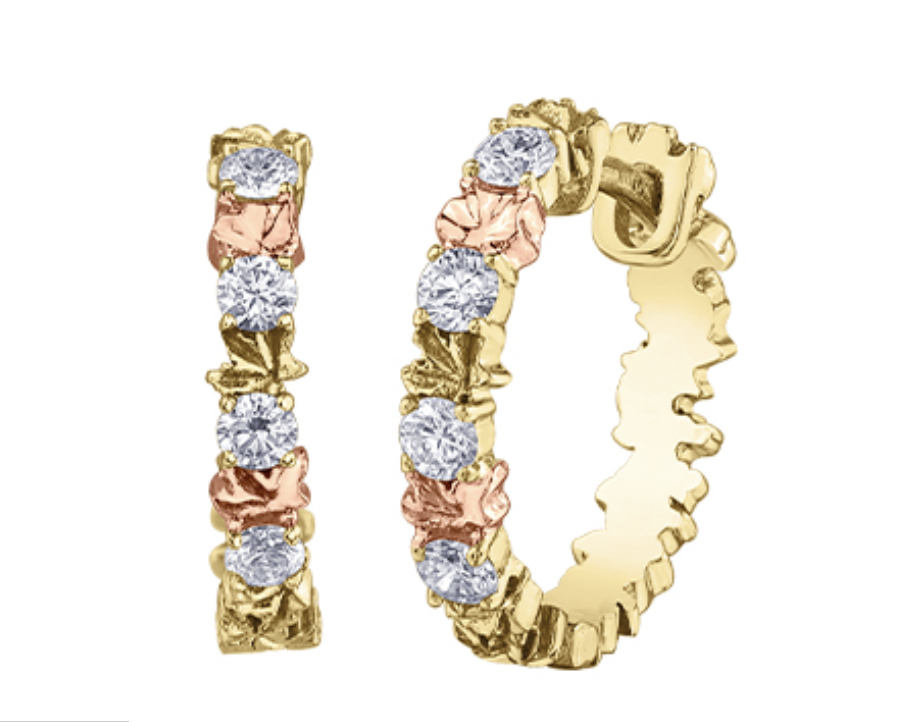 2 Tone Maple Leaf Hoops - E4319YR - La Boutique Boréale