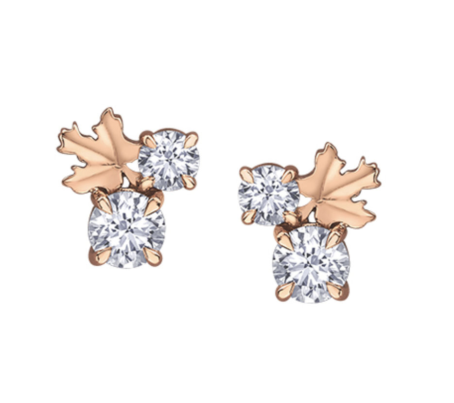 Rose Gold Maple Leaf Earrings - E4265RW - La Boutique Boréale