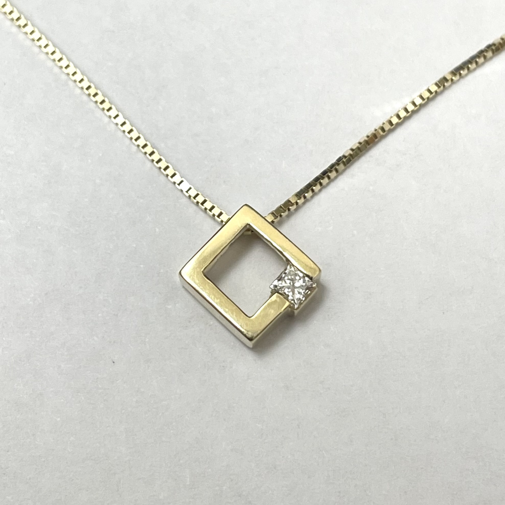 Square Frame Diamond Pendant 14KY - Forest of Jewels