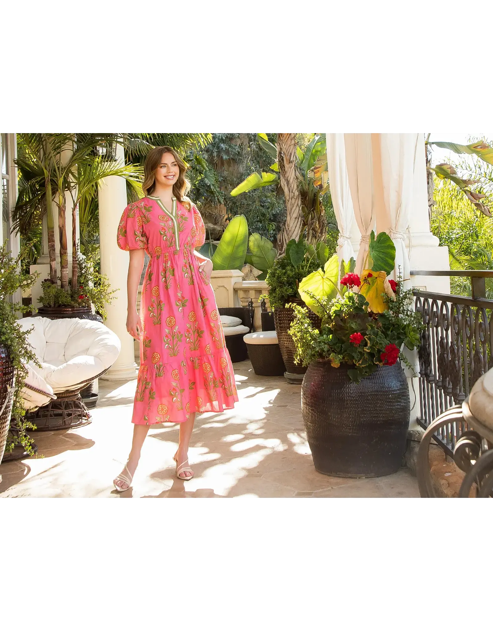 PUFF SLEEVE FLOWER PRINT MAXI DRESS - Elle Gray