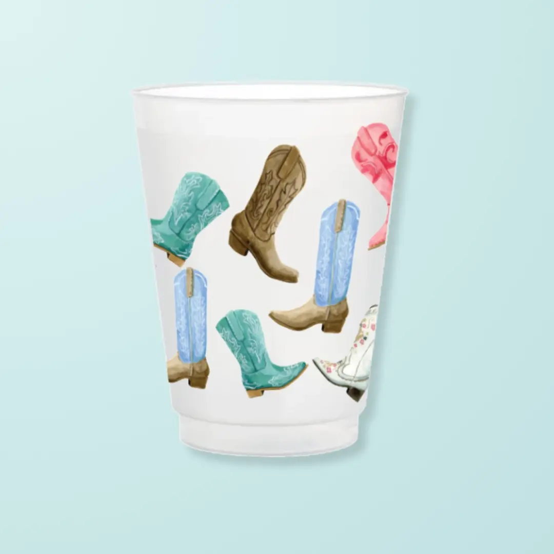 6 PACK OF FROSTED CUPS - COWBOY BOOTS - Elle Gray