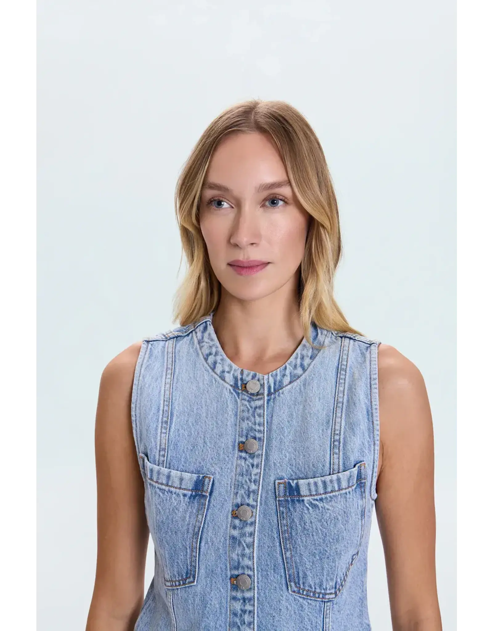 GIA FITTED COLLARLESS VEST - Elle Gray