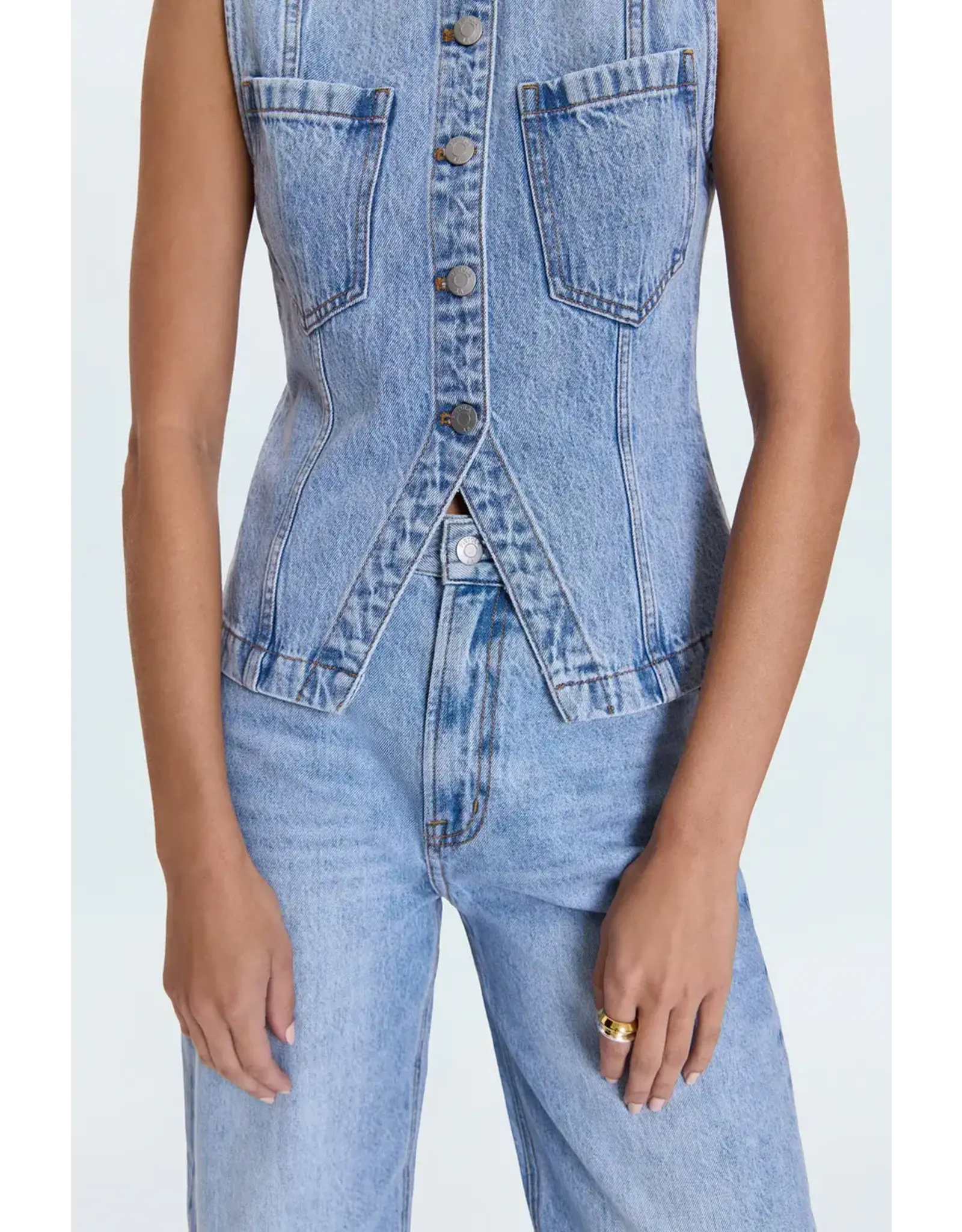 GIA FITTED COLLARLESS VEST - Elle Gray