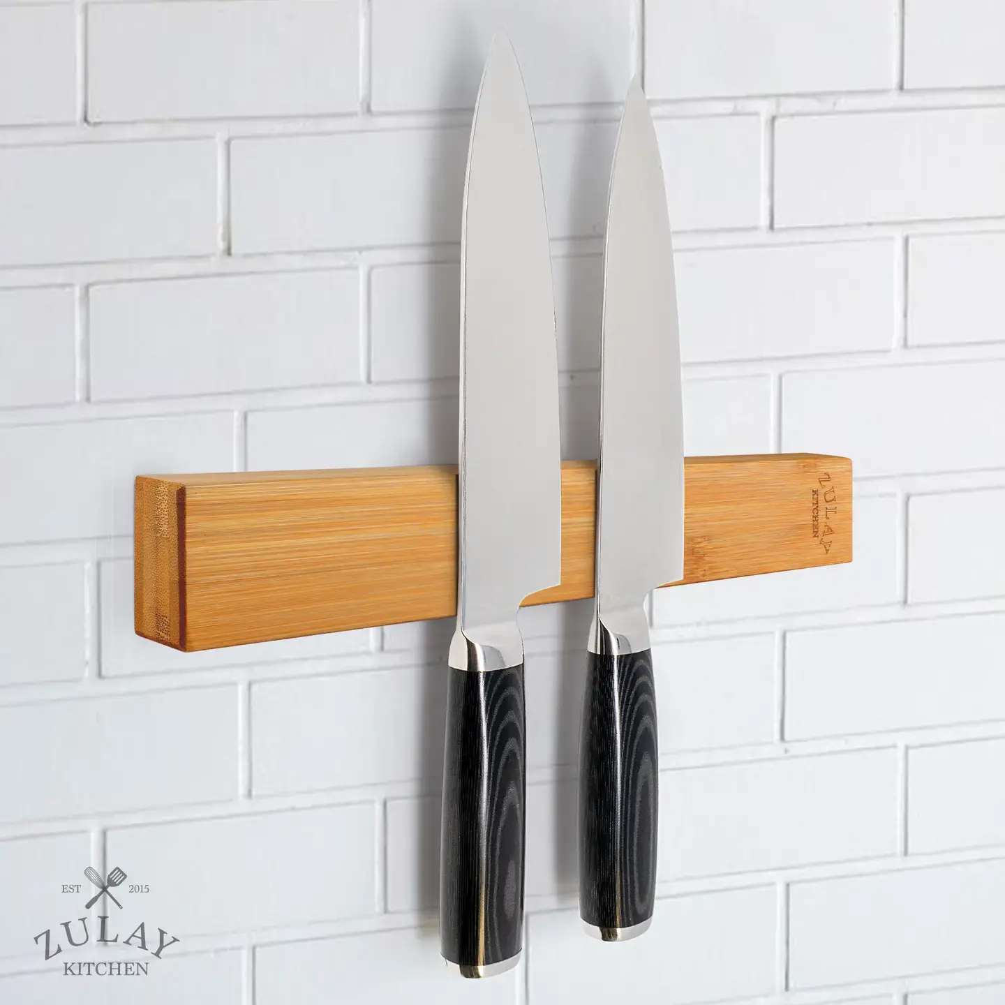 Zulay Kitchen Magnetic Knife Holder - Powerful Wood Magnetic Knife ...