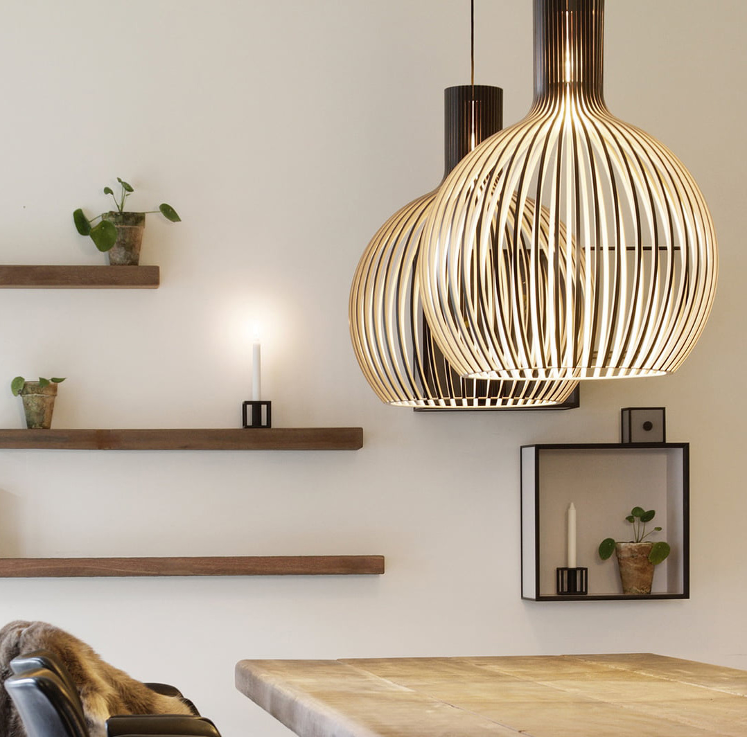 Lovaco / FLUTE C PENDANT LIGHT - NATURAL/OUTSIDE BLACK - LOVACO