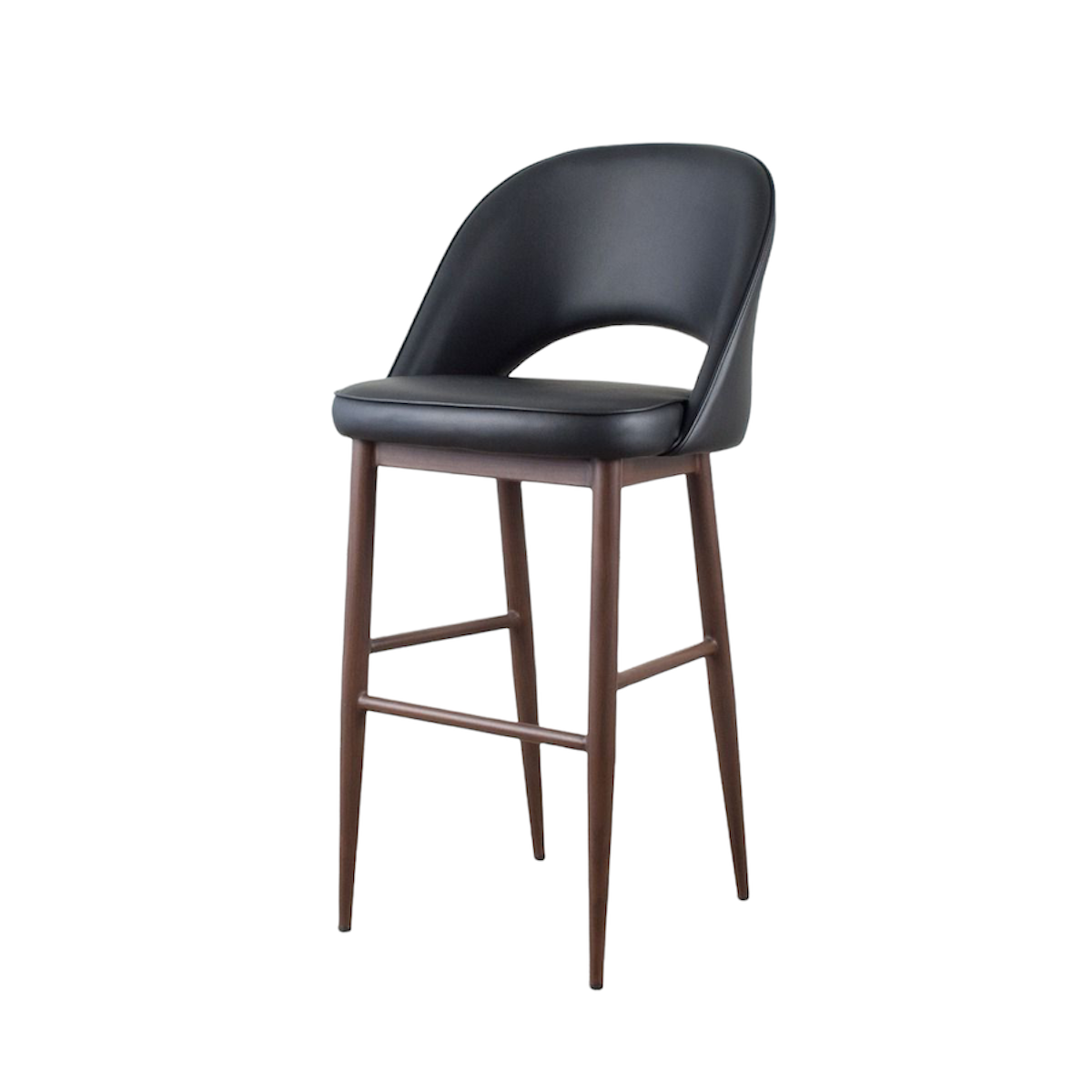 COCO BAR STOOL BLACK SYNTHETIC LEATHER / METAL BASE WITH WALNUT IMPRIT ...