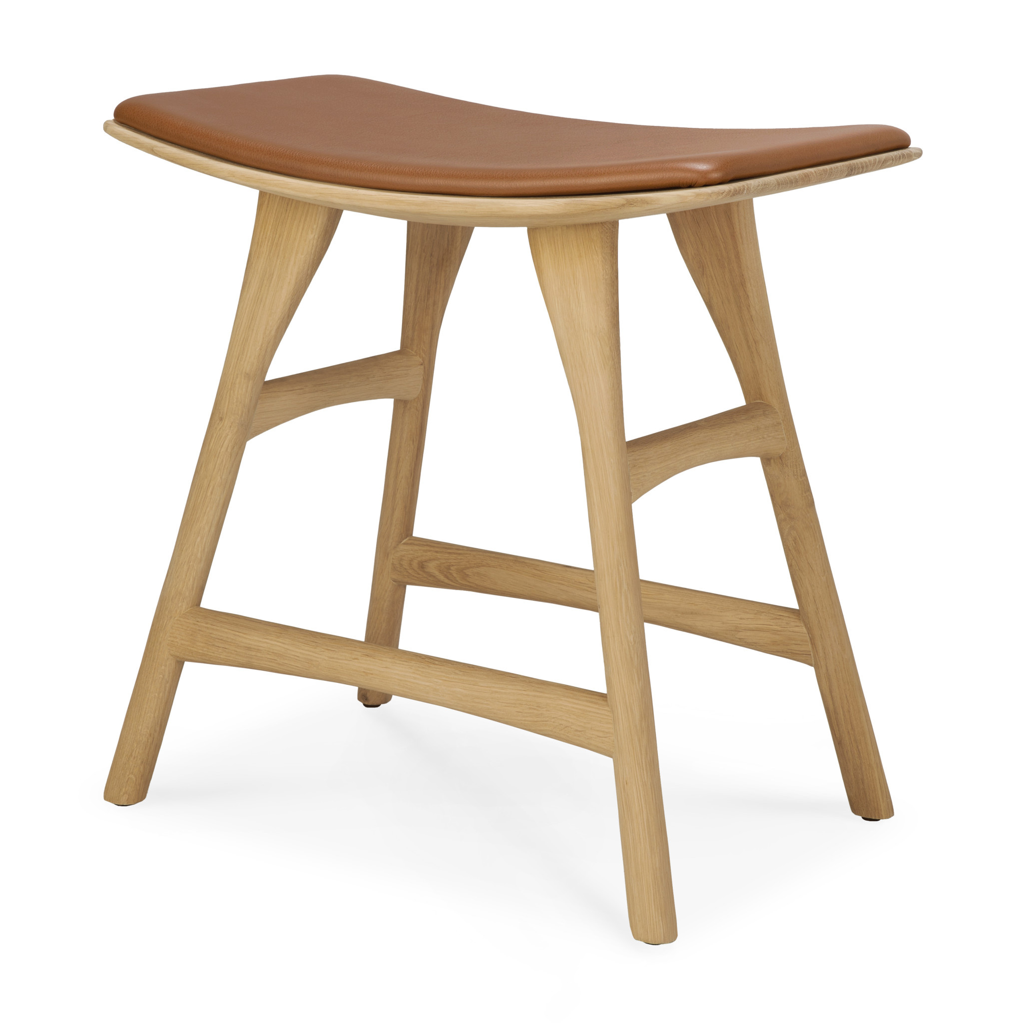 OSSO DINING STOOL - VARNISHED OAK - COGNAC LEATHER by Ethnicraft - LOVACO