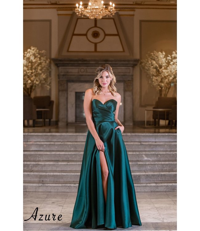 A7033 Robe Fluide Avec Fente À La Jambe Verte - Mirage