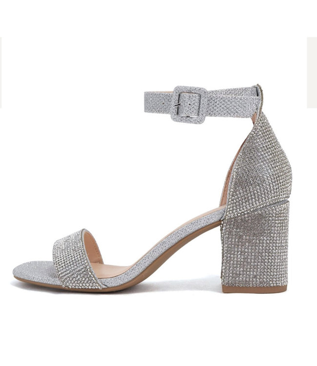 Sandales argentées brillantes à talons CRETE - Mirage